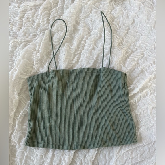 H&M | Tops | Classic Sage Green Cropped Tank Top | Poshmark